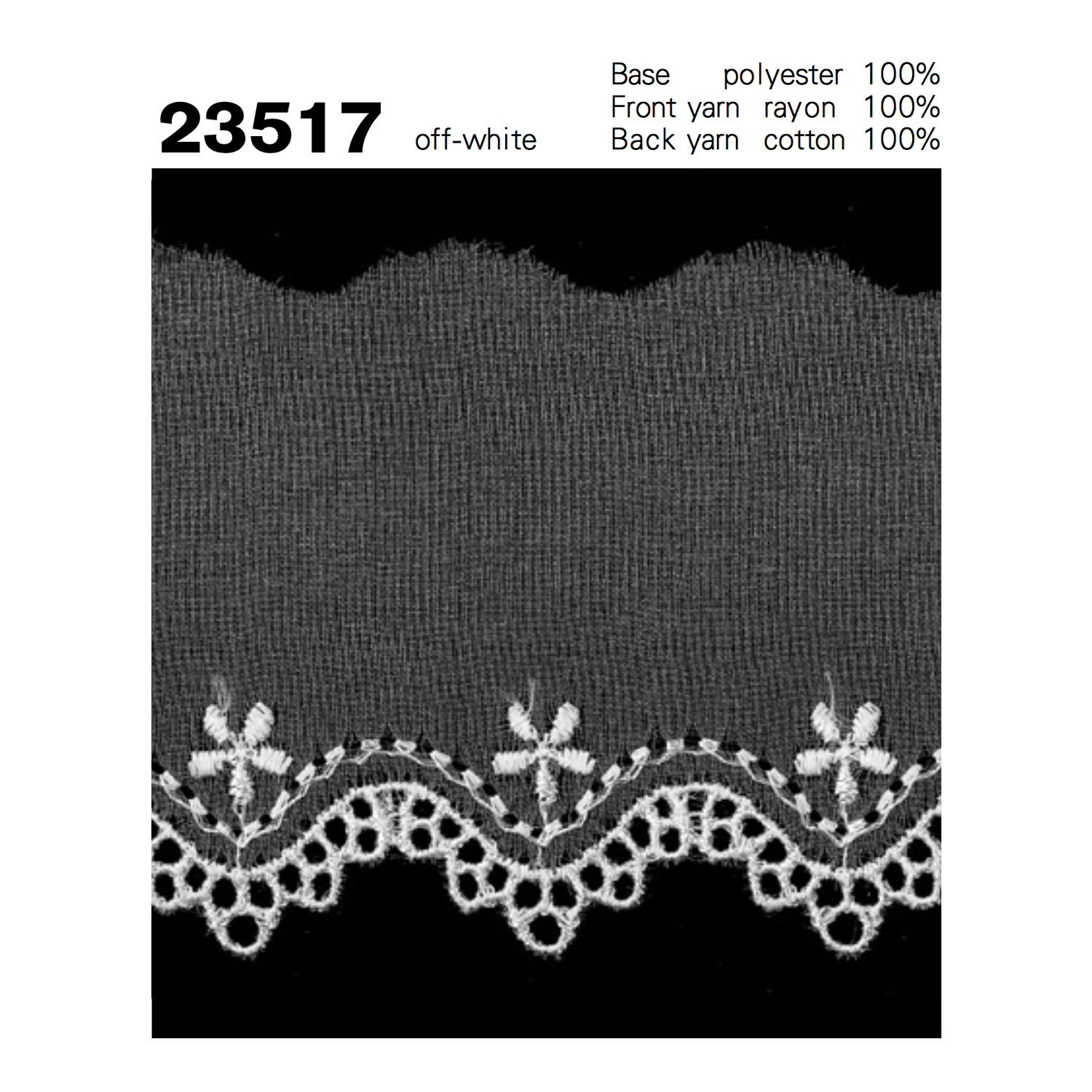 23517 Poly Organdy Lace Kyowa Lace/Okura Shoji Co., Ltd. - ApparelX | Apparel Fabric & Material ...